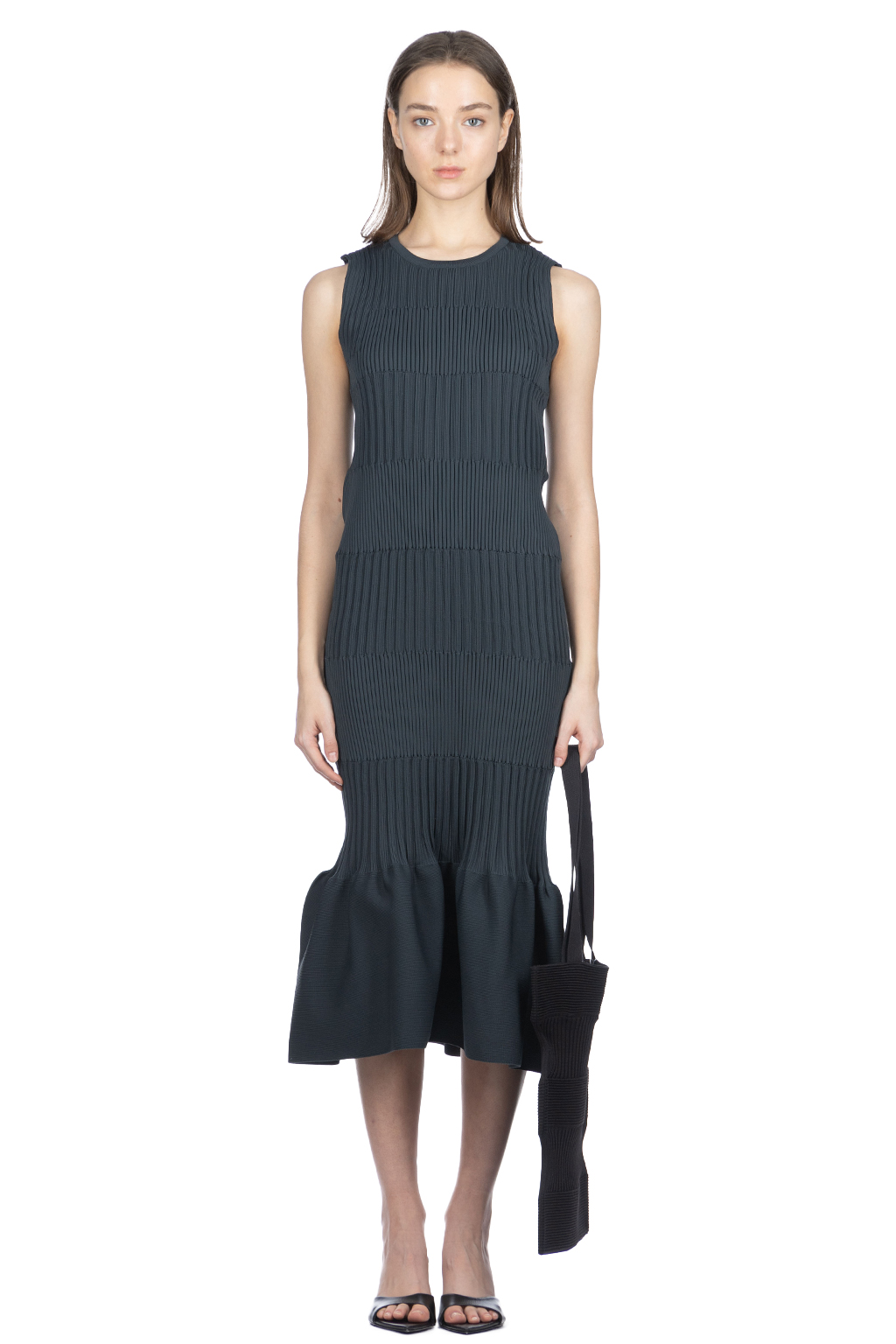 CFCL | Fluted Sleeveless Mermaid Dress - Shadow Grey | Women | Blue ...