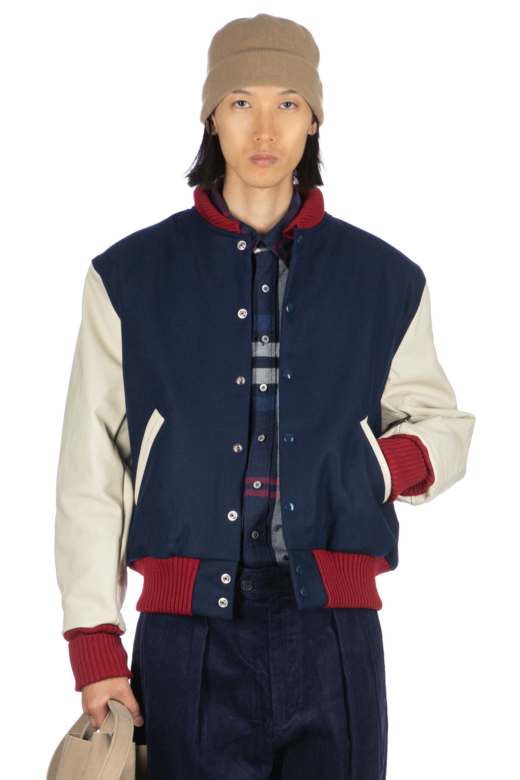 Engineered Garments | EG x Albion Varsity Jacket - Navy Wool Melton ...