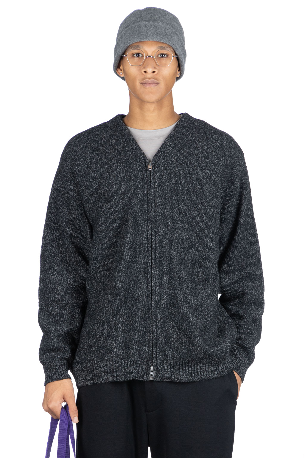 Still by hand | Zip Up Cardigan - Ink Black | Men | Blue Button Shop