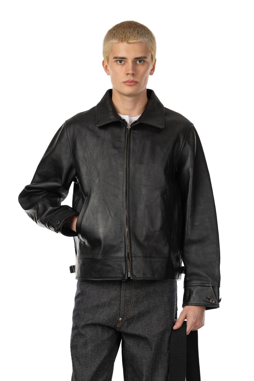 Taiga Takahashi | Lot.802 Cossack Leather Jacket - Black | Men | Blue ...